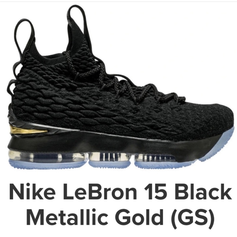 Nike Lebron 15 Xv High Top Black And Gold Metallic Sn… - Gem